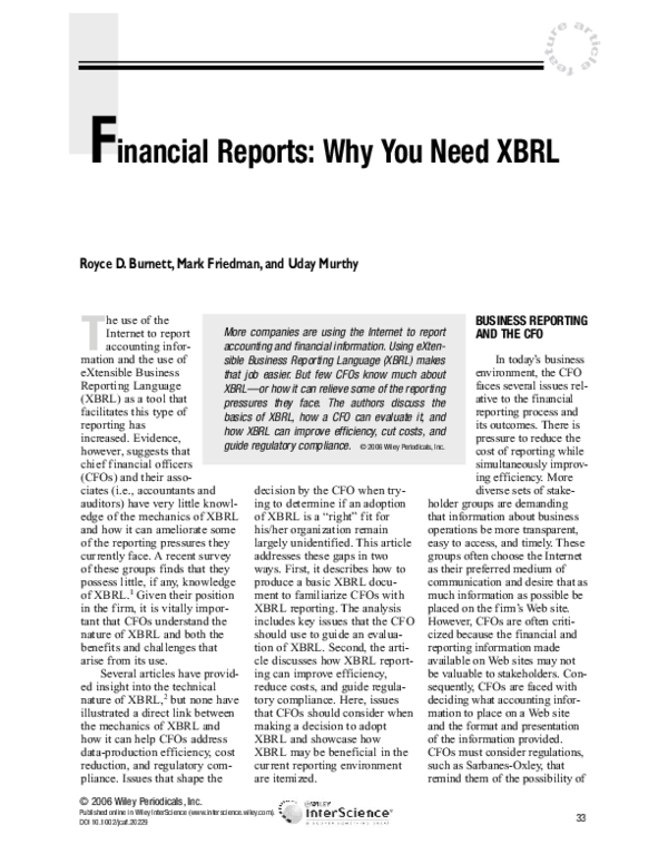 (PDF) Financial reports: Why you need XBRL