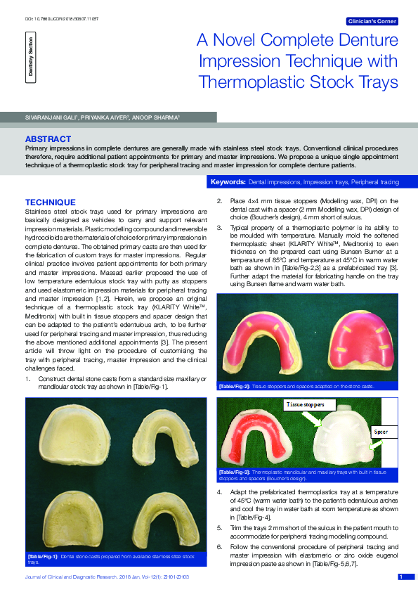 (PDF) A Novel Complete Denture Impression Technique with Thermoplastic ...