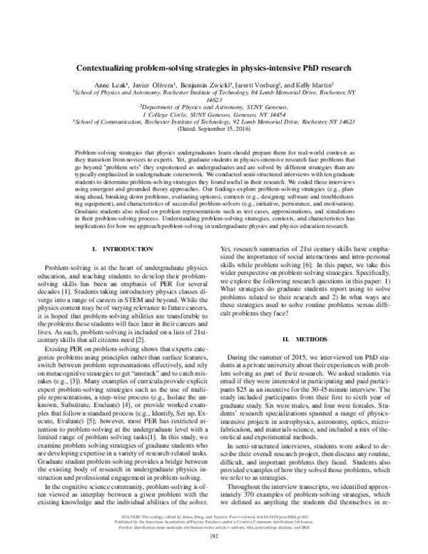 (PDF) Contextualizing problem-solving strategies in physics-intensive ...