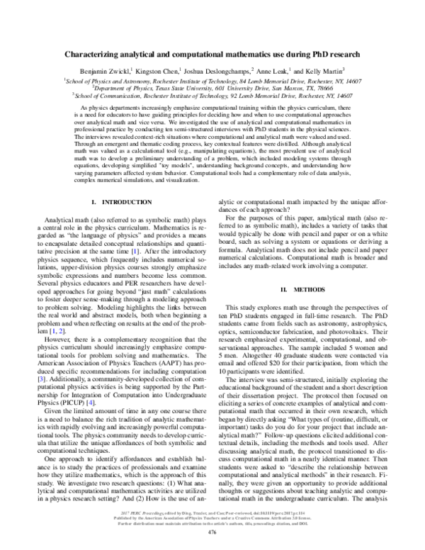 (PDF) Characterizing analytical and computational mathematics use during PhD research