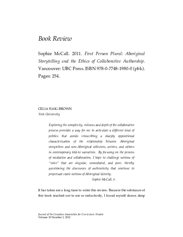 (PDF) Book Review: First Person Plural