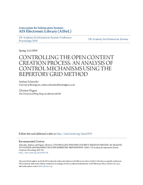 (PDF) Controlling the Open Content Creation Process: An Analysis of ...