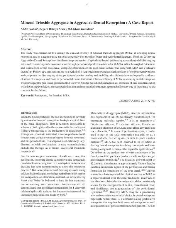 (PDF) Mineral Trioxide Aggregate in Aggressive Dental Resorption: A ...