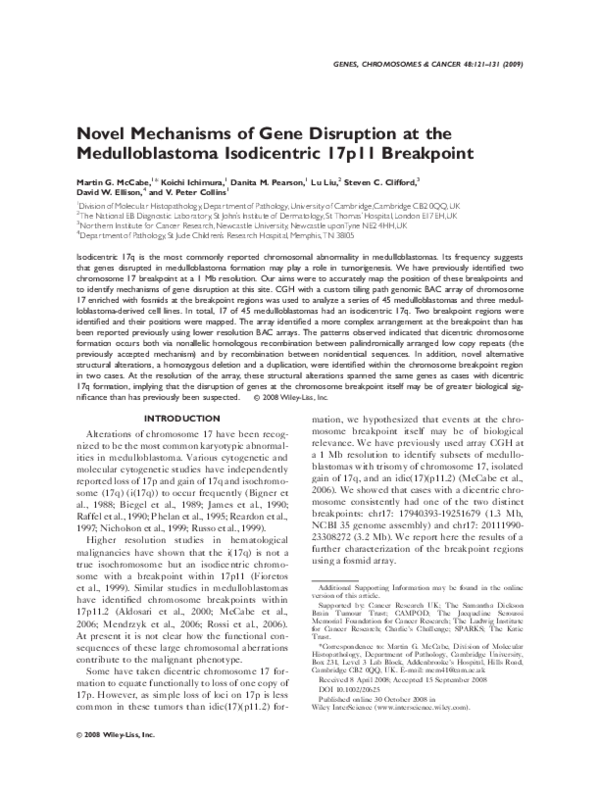 (PDF) Novel mechanisms of gene disruption at the medulloblastoma ...