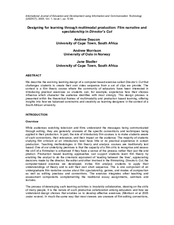 (PDF) Designing for learning through multimodal production: Film ...