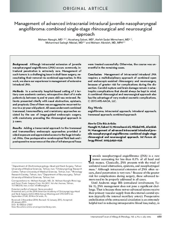 (PDF) Management of advanced intracranial intradural juvenile ...