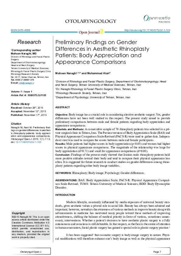 (PDF) Persian Validation and Cultural Adaptation of the Body Dysmorphic ...