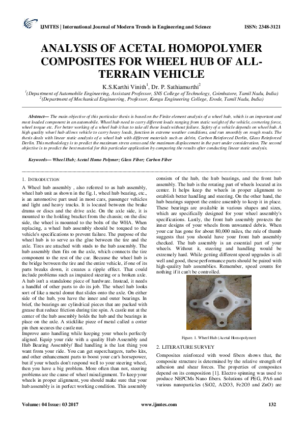(PDF) Analysis of Acetal Homopolymer Composites for Wheel Hub of All