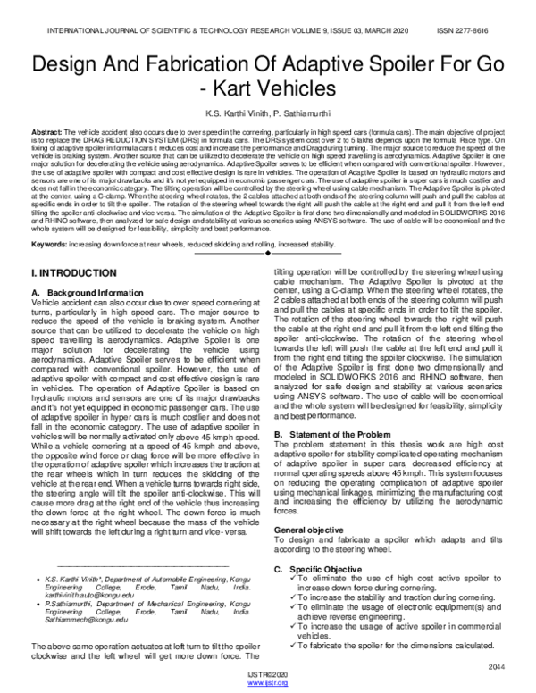 (PDF) Design And Fabrication Of Adaptive Spoiler For Go-Kart Vehicles ...