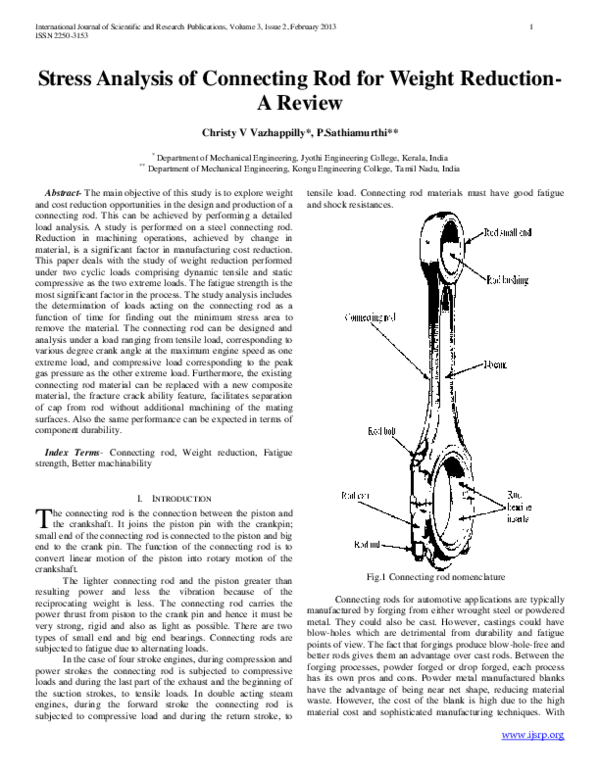 (PDF) Weight Reduction in Connecting Rod Design