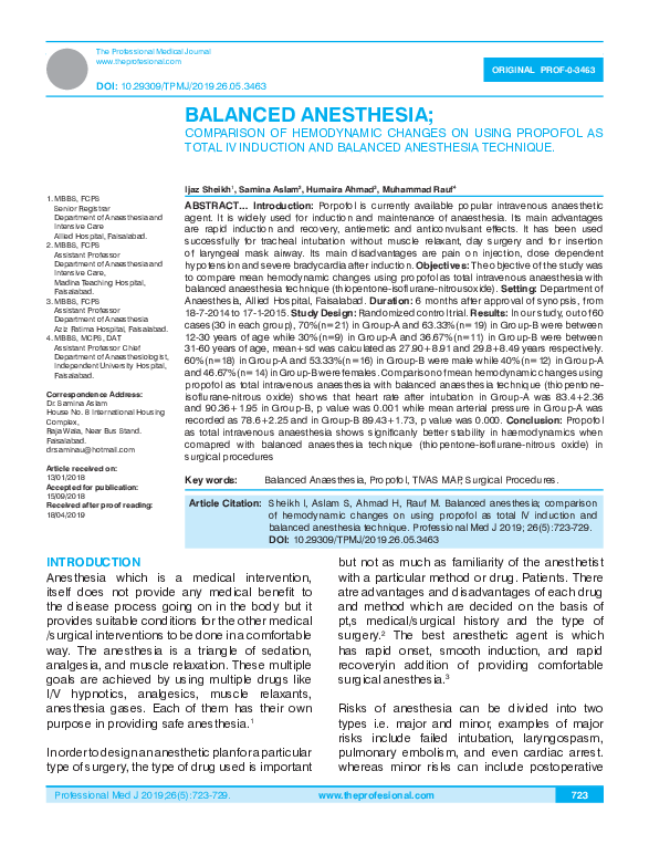(PDF) Balanced Anesthesia