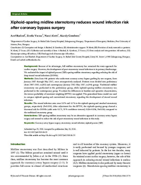 (PDF) Xiphoid-sparing midline sternotomy reduces wound infection risk ...