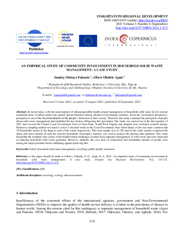 (PDF) An empirical study of community involvement in household solid ...