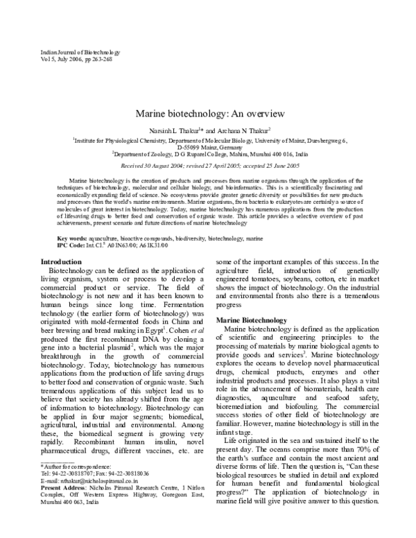 (PDF) Marine biotechnology: An overview