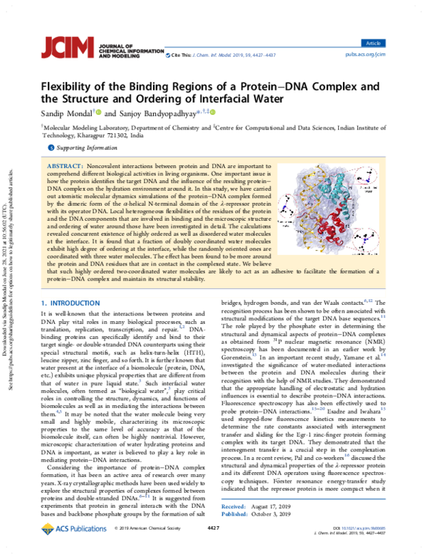 (PDF) Flexibility of the Binding Regions of a Protein−DNA Complex and ...