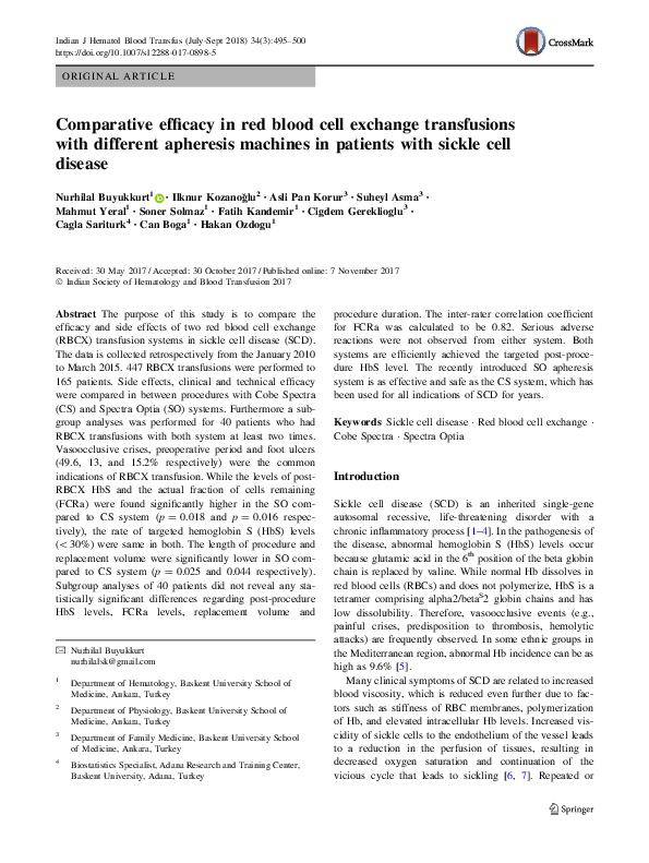 (PDF) Comparative efficacy in red blood cell exchange transfusions with ...
