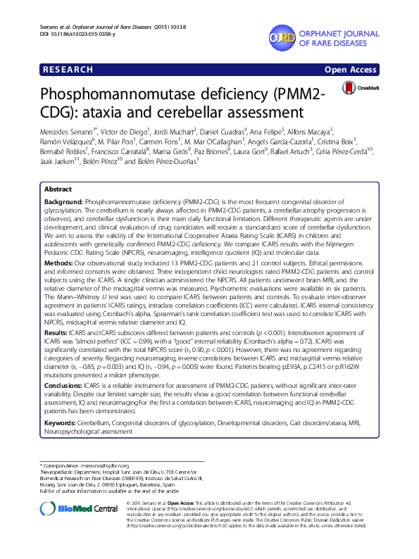 (PDF) Phosphomannomutase deficiency (PMM2-CDG): ataxia and cerebellar ...