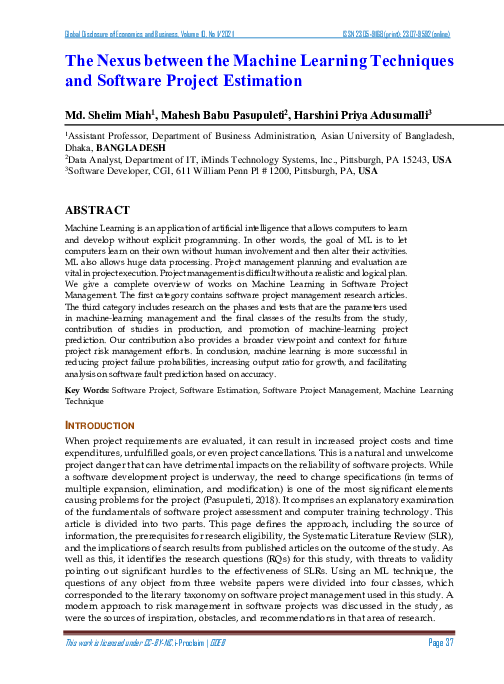 (PDF) The Nexus between the Machine Learning Techniques and Software ...