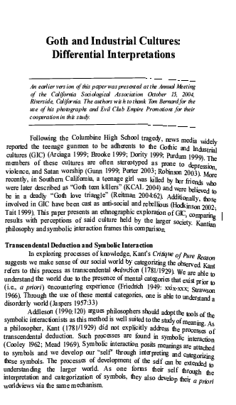 (PDF) Goth and Industrial Cultures Differential Interpretations