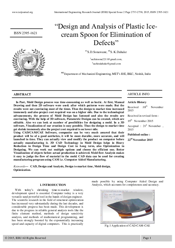(PDF) Design and Analysis of Plastic Ice-cream Spoon for Elimination of ...