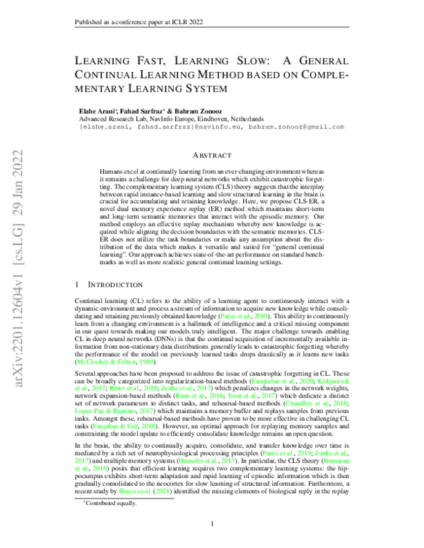(PDF) Learning Fast, Learning Slow: A General Continual Learning Method ...