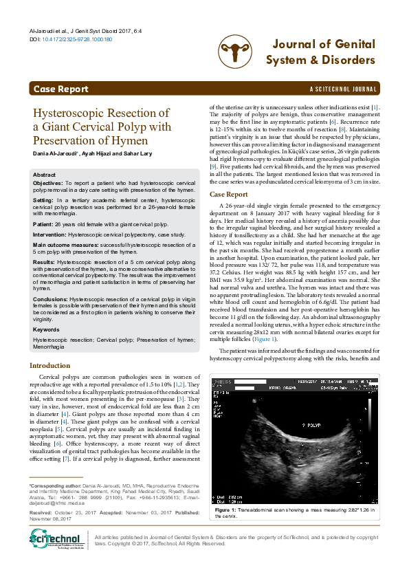 (PDF) Hysteroscopic Resection of a Giant Cervical Polyp with ...