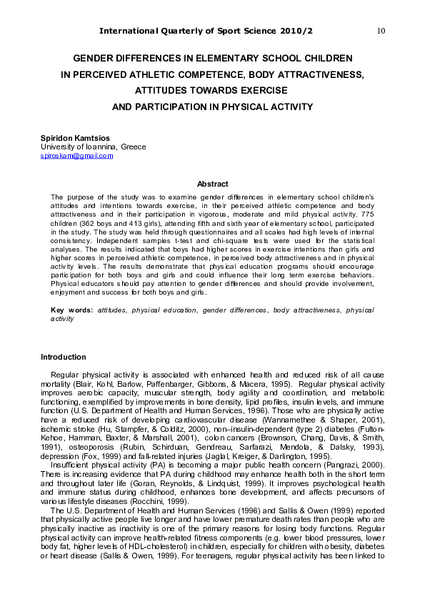 (PDF) Gender differences in elementary school children in perceived ...