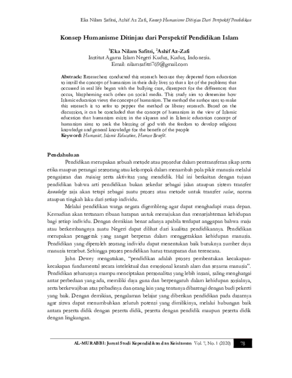 (PDF) Konsep Humanisme Ditinjau dari Perspektif Pendidikan Islam