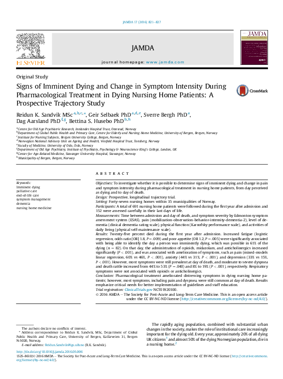 (PDF) Signs of Imminent Dying and Change in Symptom Intensity During ...