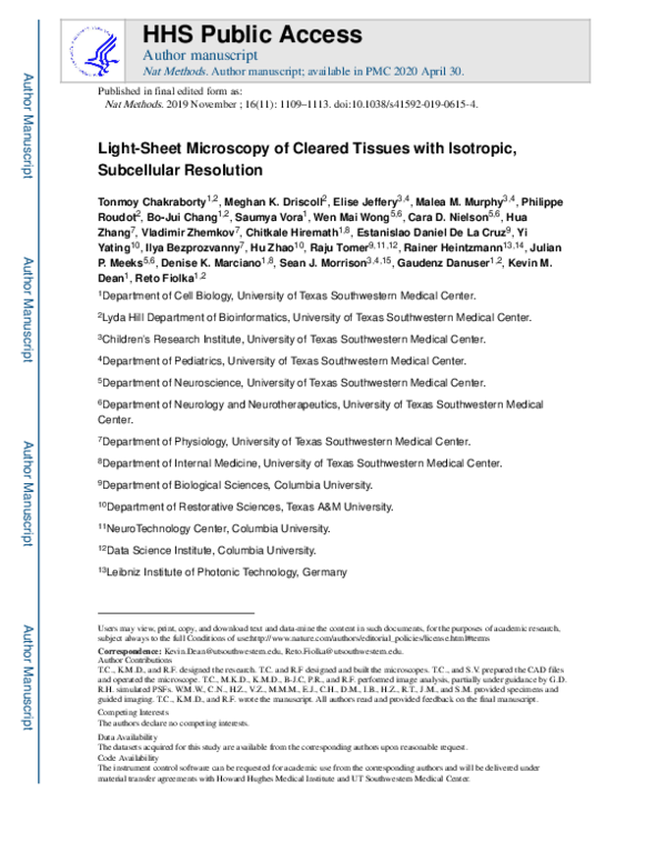 (PDF) Light-sheet microscopy of cleared tissues with isotropic ...