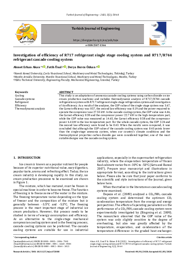 (PDF) Investigation of Efficiency of R717 Refrigerant Single Stage ...