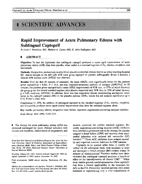 (PDF) Rapid Improvement of Acute Pulmonary Edema with Sublingual Captopril