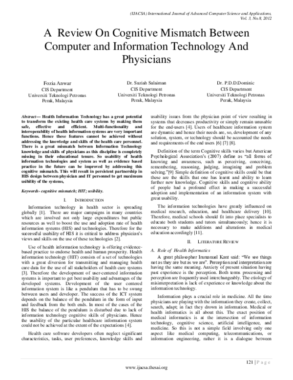 (PDF) A Review On Cognitive Mismatch Between Computer and Information ...