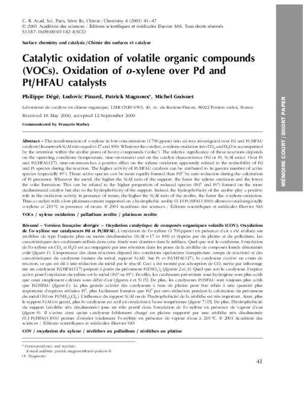 (PDF) Catalytic oxidation of volatile organic compounds (VOCs ...