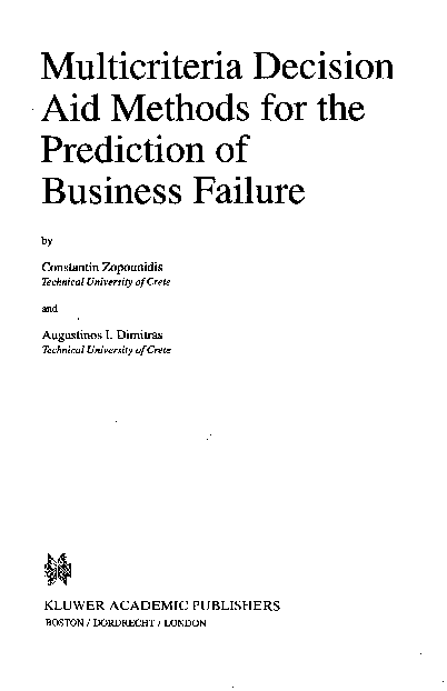 (PDF) Multicriteria Decision Aid Methods for the Prediction of Business ...