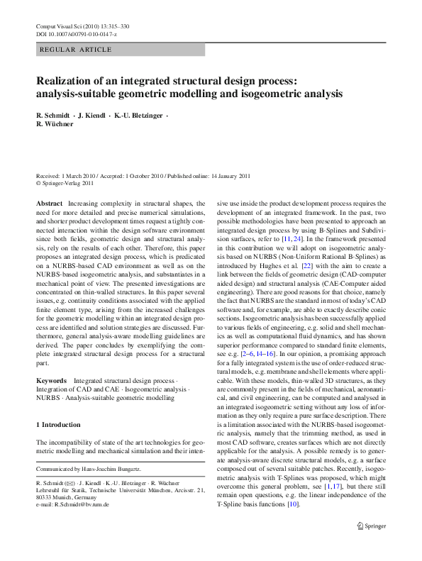 (PDF) Realization of an integrated structural design process: analysis ...