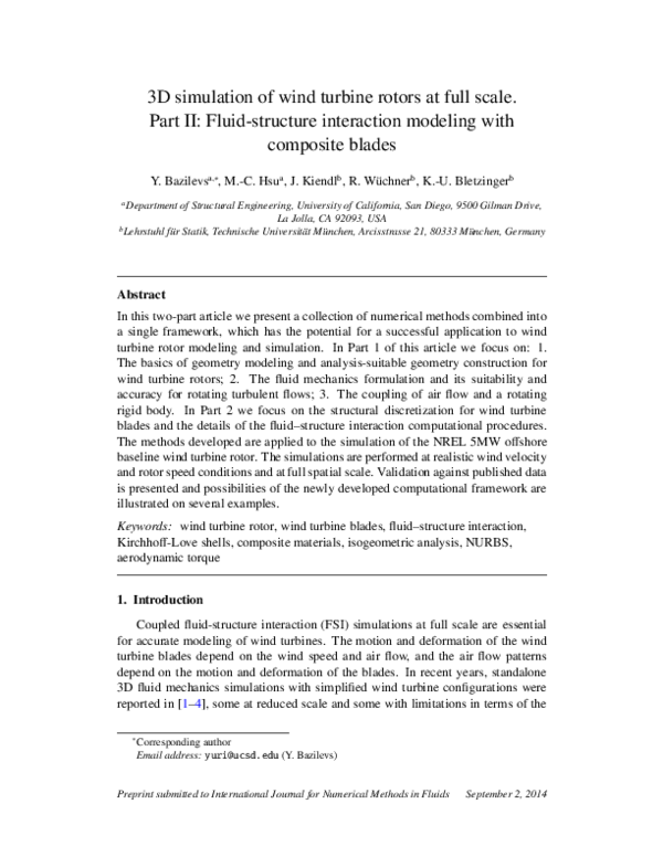 (PDF) 3D simulation of wind turbine rotors at full scale. Part II: fluid structure interaction ...