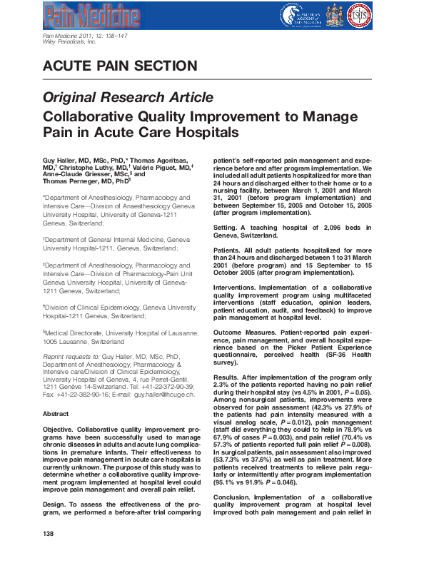 (PDF) ACUTE PAIN SECTION Original Research Article Collaborative ...
