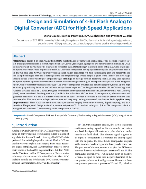 (PDF) Design and Simulation of 4-Bit Flash Analog to Digital Converter (ADC) for High Speed ...
