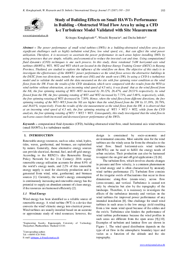 (PDF) Study of Building Effects on Small HAWTs Performance in Building ...