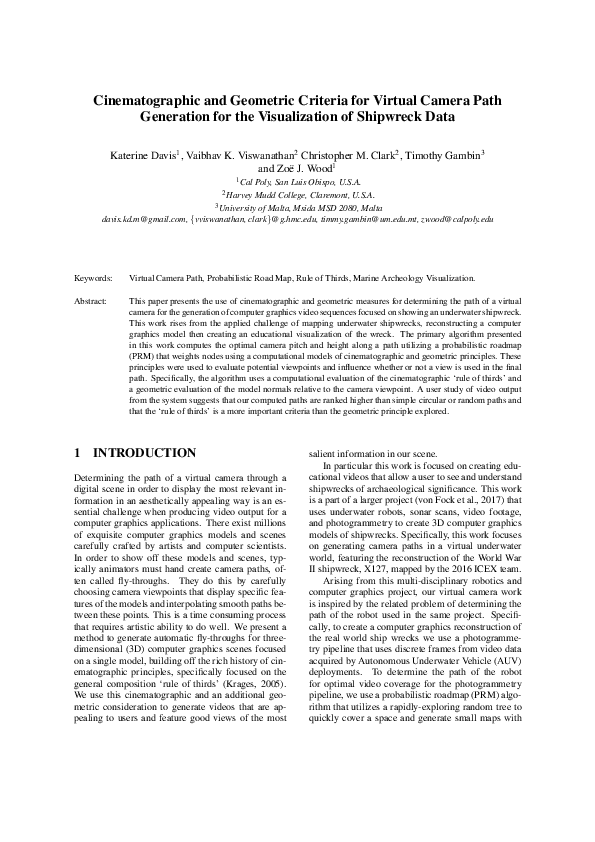 (PDF) Cinematographic and Geometric Criteria for Virtual Camera Path ...