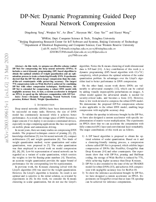 Pdf Dp Net Dynamic Programming Guided Deep Neural Network Compression