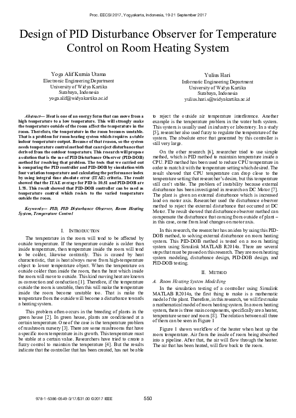 (PDF) Design of PID Disturbance Observer for Temperature Control on ...