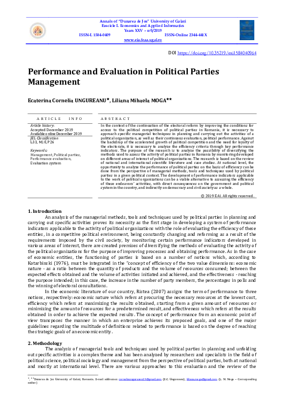 (PDF) Performance and Evaluation in Political Parties Management