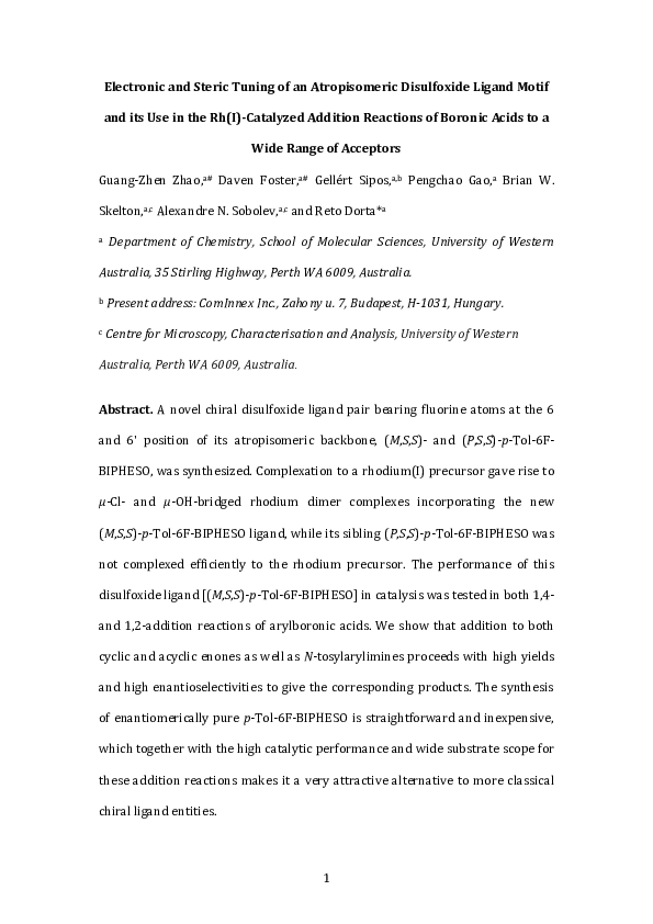 (PDF) Electronic and Steric Tuning of an Atropisomeric Disulfoxide ...