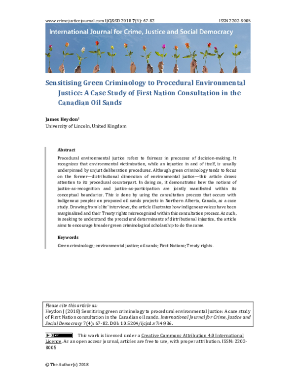 (PDF) Sensitising Green Criminology to Procedural Environmental Justice ...