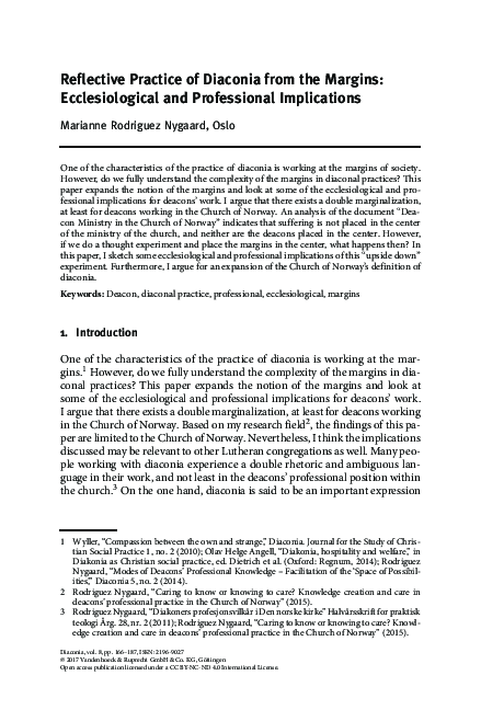 (PDF) Reflective Practice of Diaconia from the Margins: Ecclesiological ...