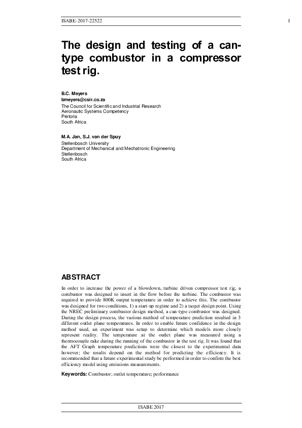 (PDF) The design and testing of a can-type combustor in a compressor ...