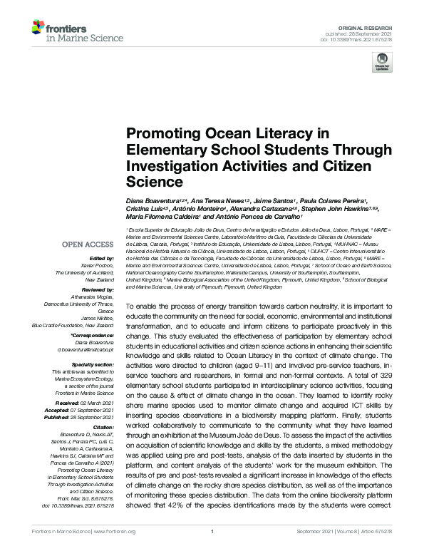 (PDF) Promoting Ocean Literacy in Elementary School Students Through ...