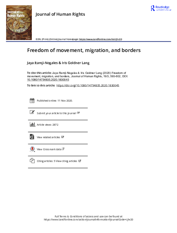 (PDF) Freedom of movement, migration and borders